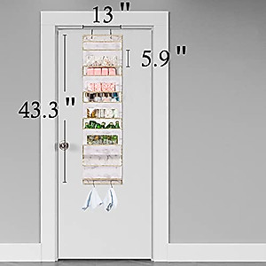 DAMAHOME Over Door Hanging Organizer - Closet Door Storage Organizer 5 Large Pockets, Door Organizer Hanging Clear Window Pocket, 4 Metal Hooks for Baby Nursery Bedroom Pantry Bathroom (Marble)