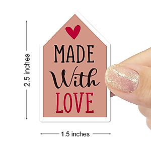 Wailozco Made with Love Stickers,Thank You Stickers,Handmade Stickers,Small Shop Stickers,Envelopes Stickers for Small Business, Online Retailers,Handmade Goods,500 Labels Per Roll