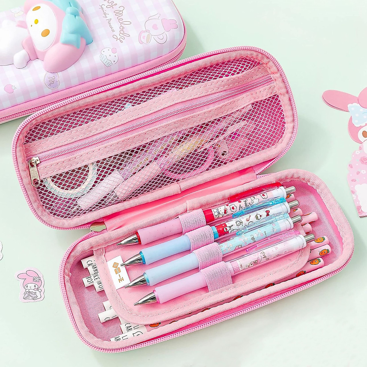 MEADOW Kawaii Pencil Case, Squishy Cute Anime Cosmetic Bag Pouch (Pink)