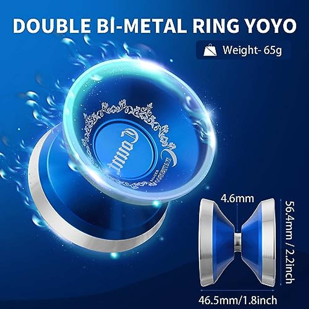 WATIEOBOO Unresponsive Yoyo Professional, Competitive Bi-Metal Yoyos for Professional Players, Tricks Yo-yo for Intermediate to Advanced Players with Precision Bearings S304AS (Sapphire Blue)