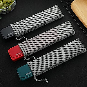 DEVICO Travel Utensils, 18/8 Stainless Steel 4pcs Cutlery Set Portable Camp Reusable Flatware Silverware, Include Fork Spoon Chopsticks with Case (Red)