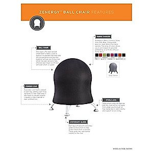 Safco Zenergy Ball Chair - Low Profile Active Seating to Improve Posture & Muscle Strength - 23" or 20" Seat Heights - 250 lb Capacity - Black - Pefrect at Office Desk & Classrooms