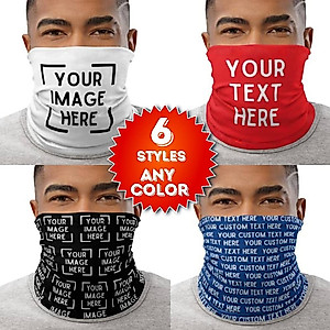KALILY Custom Neck Gaiter Balaclava Personalized Headband Bandana Headwrap for Men Women - 2 Sides Printed