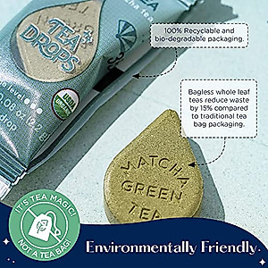 Tea Drops Lightly Sweetened Organic Tea Bulk Box | Matcha Green Tea | Iced or Hot Bagless Instant Tea Beverages Gift Set | Includes Premium Organic Japanese Matcha Powder | 10 Drops per Box