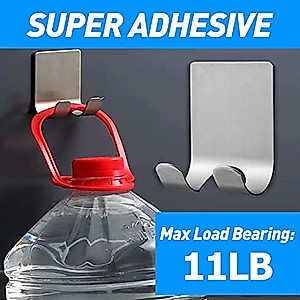 Waterproof Razor Holder for Shower, Heavy Duty Self Adhesive Hooks, Stainless Steel Towel Hooks for Bathrooms Wall (Silver, 2 Pack)