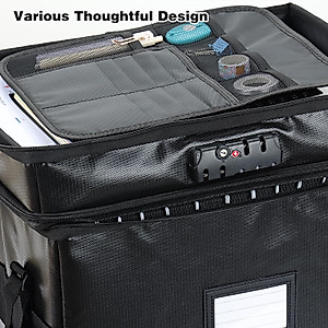 EOOUT Fireproof Document Box, 2 Layer File Organize Box, Portable Fireproof Waterproof Office Collapsible File Storage for Hanging Letter/Legal Size Folder/Certificate