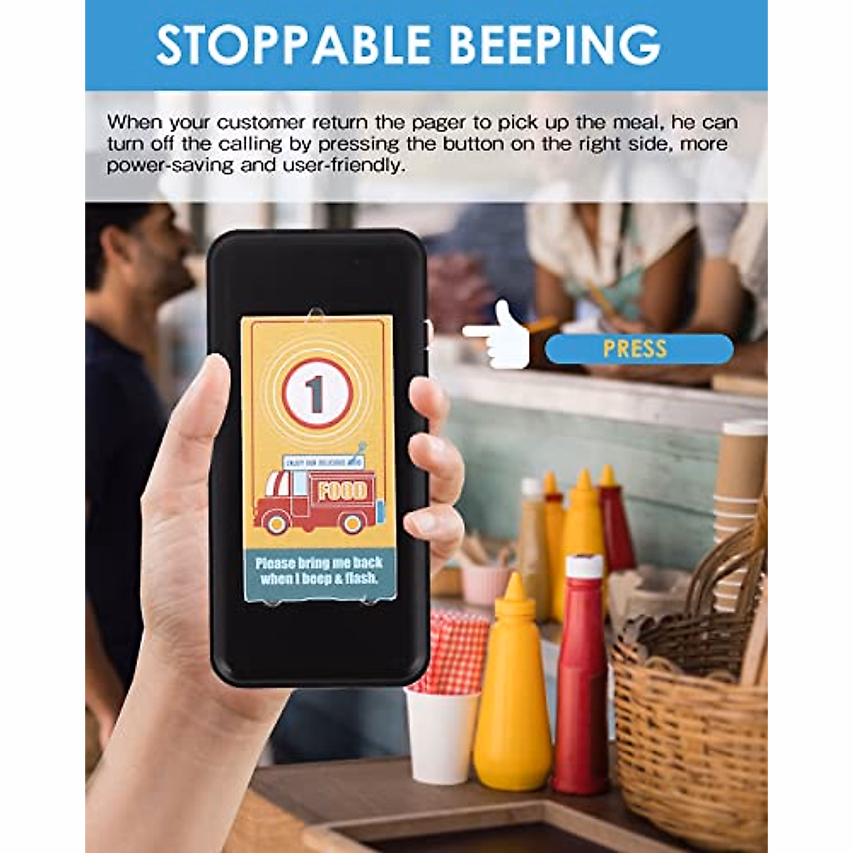 Crispaire Restaurant Pager System Pagers for Restaurants Waiting Buzzers Wireless Calling System Social Distancing Buzzer Long Working Distance Mute Function Food Truck Church Hospital (20 pagers)