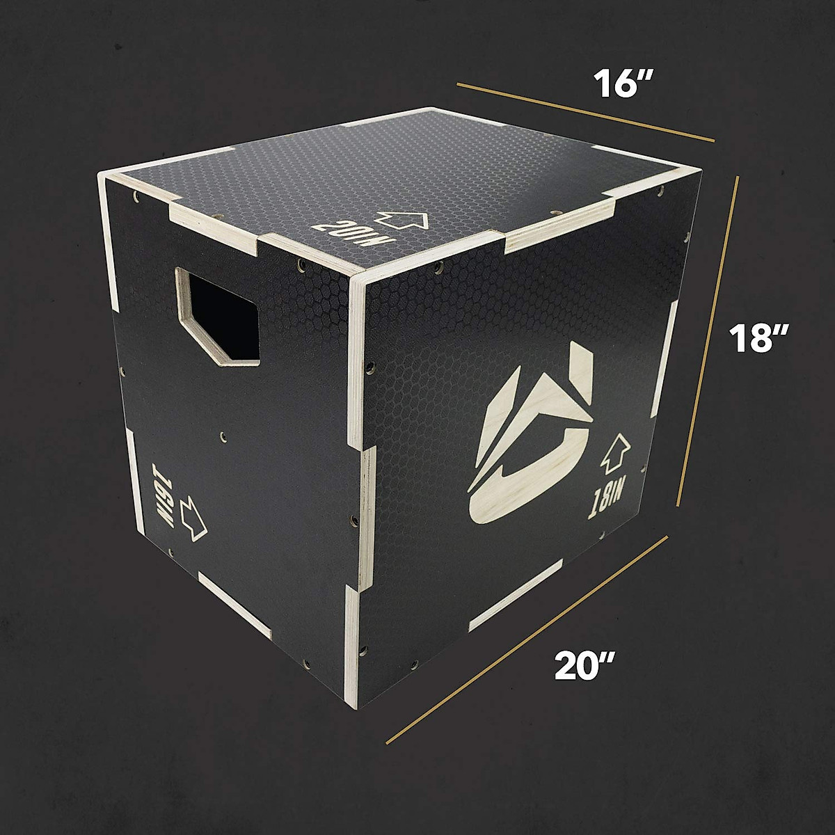 Ultra Fitness Gear Plyo Box - Anti-Slip Wood 3-in-1 Plyometric Jump Box for Training - Squat, Step Up, Box Jumps & More - Workout Box Size 16/14/12 (Small) - Home Gym Exercise Equipment