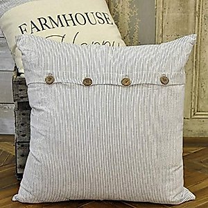 Piper Classics Ticking Stripe Pillow Cover, 20" L x 20" W, Farmhouse Style Black Ticking
