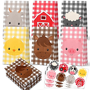 Celee Farm Animal Party Bags - Farm Goodie Bags - Farm Animal Party Supplies - Farm Party Favor for Kids Birthday
