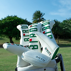 Golf Club Headcover 3 Wood Headcover Birdie Design Magnetic Closure Elegant Embroidery Premium Leather Driver Fairway Wood Hybrid Blade Putter Cover Wood Head Cover