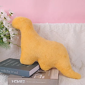 Toymania - Dinosaur Nugget Plush - Fluffy Brontosaurus Nug Plush to Cuddle or for Room Decor - Dino Nugget Stuffed Animal Emotional Support - Dinosaur Chicken Nugget Plush Looks Great Anywhere