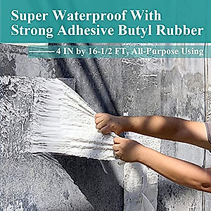 Super Waterproof Duct Tape and Patch for All-Purpose Seal Repair, Adhesive Butyl Tape with Aluminium Foil, Perfect Sealing for Pool Metal RV Roof Pipe Awning Hose Window and More, 4 IN by 16-1/2 FT