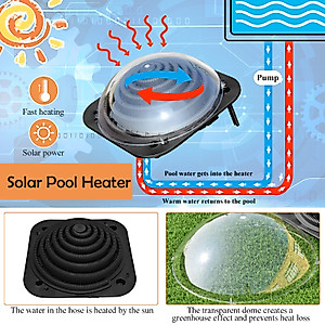Goplus Solar Dome Swimming Pool Heater Above Ground, Inground Pool Warmer Equipment w/Hose Connector for Home Outdoor