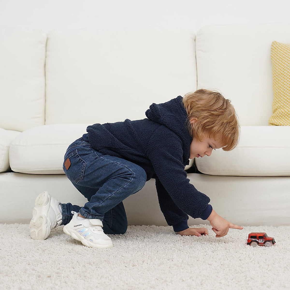 Newborn Infant Baby Boys Girls Cartoon Fleece Hooded Jacket Coat with Ears Warm Outwear Coat Zipper Up (0-3M, Navy Blue)