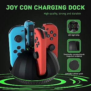 Switch Controller Charging Dock for Nintendo Switch Joycon,Switch Joycon Charger Compatible with Switch OLED Joy Con,4 in 1 Joycon Charging Dock with LED Indication and Charger Cable