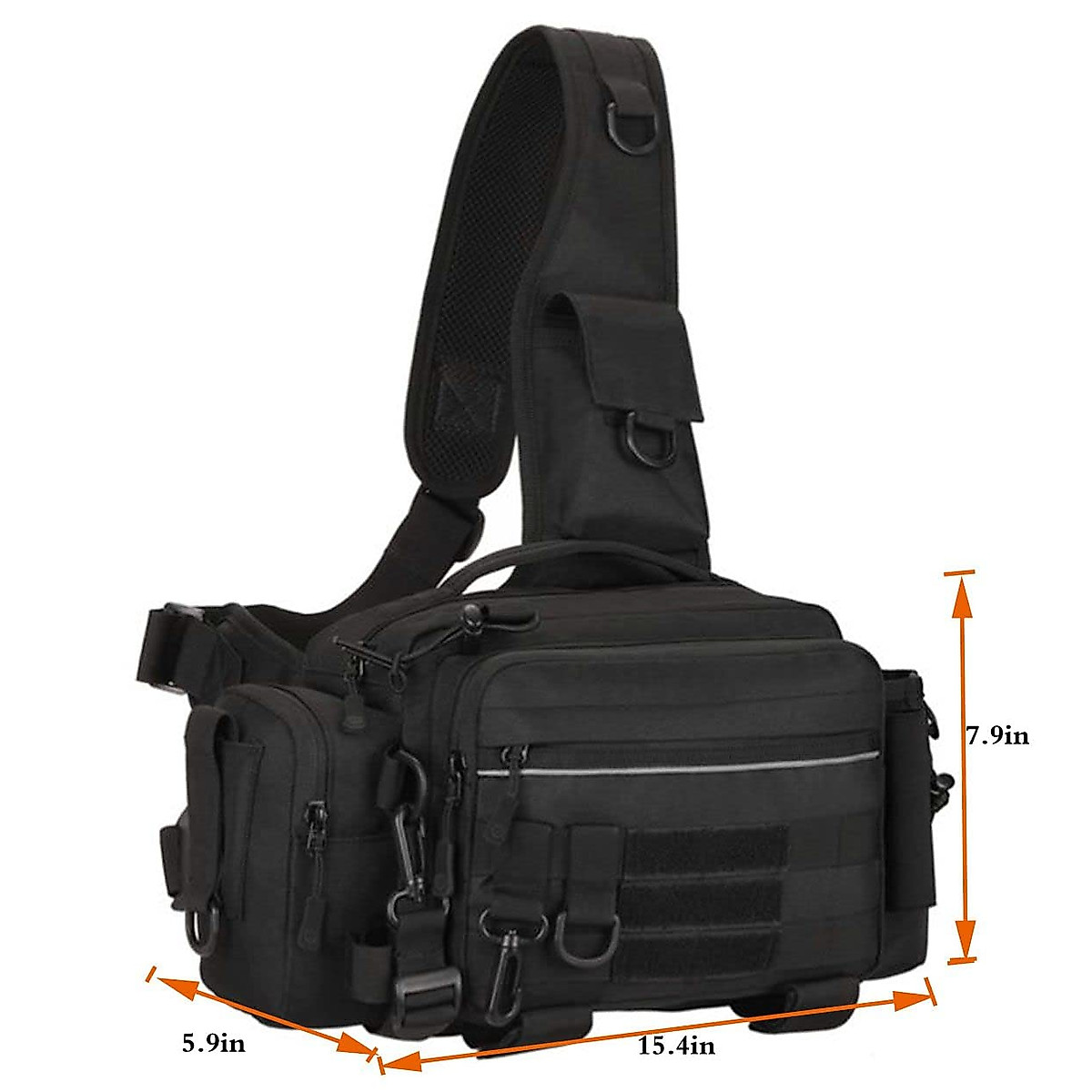 Multipurpose Sling Fishing Tackle Bag Waist Pack Tactical Chest Bag Admin Pouch Fishing Fanny Pack and Tackle Storage Hip Bag Cross Body Sling Pack （Black）