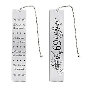 Jzxwan Happy 69th Birthday Gifts for Women Men, 69 Year Old Birthday Bookmark Gift for Him Her, Happy 69 Yr Bday Book Mark for Female Male, 1955 Bd Present, 69 th Birthday Card Decoration