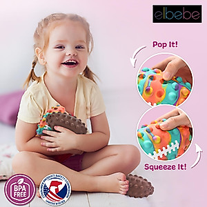elbebe Silicone Football Fidget Toy- Pop Fidget Toy- BPA-free Popits for Kids, Multicolored Popper Toy, Squeeze Fidget Poppers / Fidget Ball, Bubble Pop Stress Relief Toy, Pop Toy (Ombre Color)