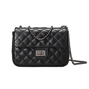 Women Leather Crossbody Satchel Bag Small Tote Shoulder Handbags Quilted Bag (black1)