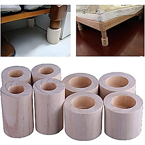 Set of 4 Bed Risers Furniture Risers, Furniture Height Raisers Lifting Height 15cm, Heavy Duty Furniture Wooden Lifts, for Tables Chairs Sofas Cabinets Bed(Size:Inner Diameter 3.2cm)