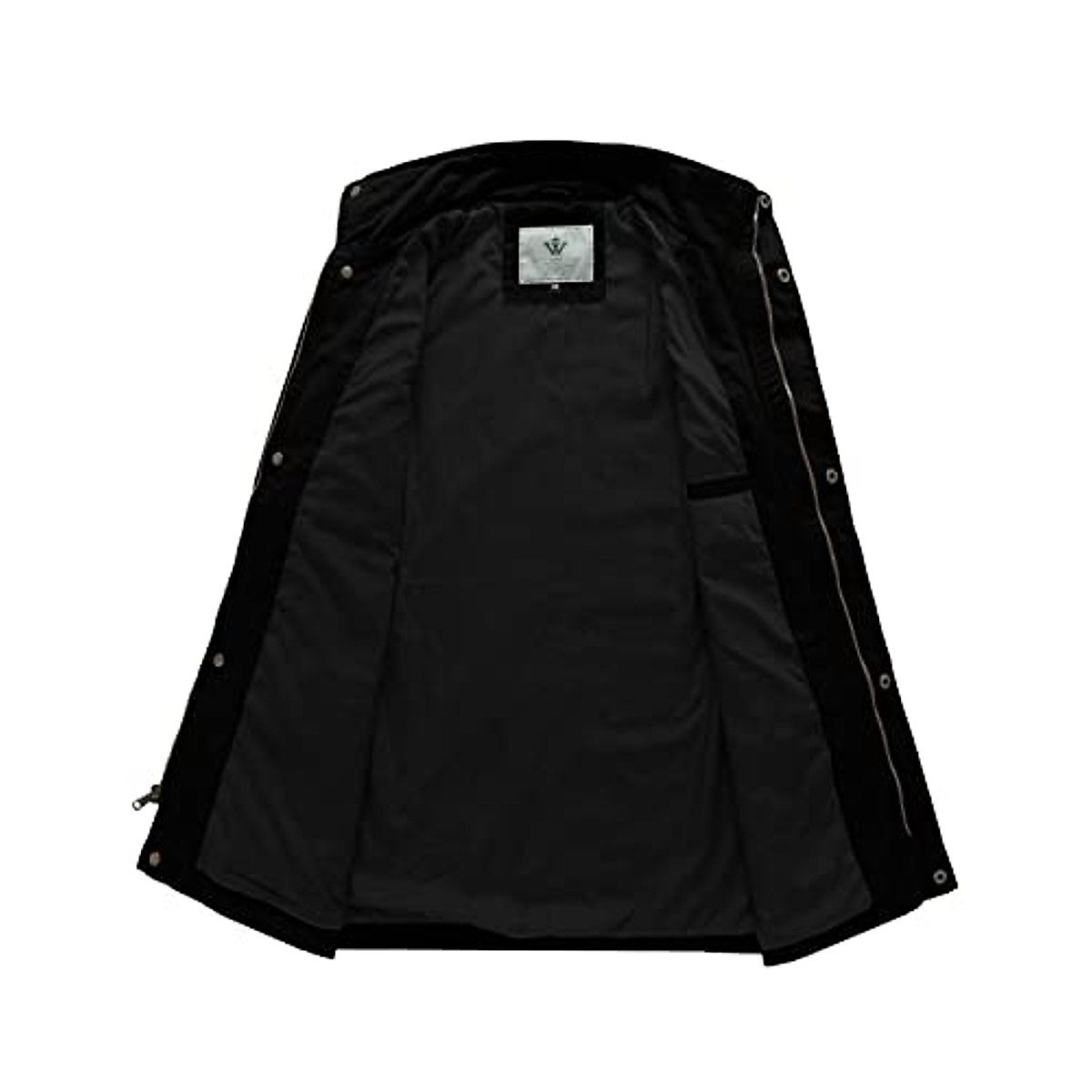 WenVen Men's Washed Cotton Canvas Safari Jacket Spring Military Coat (Black, L)