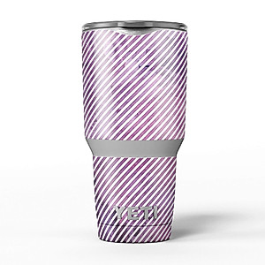 Design Skinz White Slanted Lines Over Pink Fumes - Skin Decal Vinyl Wrap Kit Compatible with The Yeti Rambler Cooler Tumbler Cups