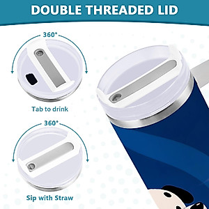 Nexawaveo Stainless Steel Tumbler with Handle and Straw Charming Puppy Bluesky Fits in Standard Cup Holder Iced Coffee Cups for Smoothie Cocktail Beer Soda Fruit Juice