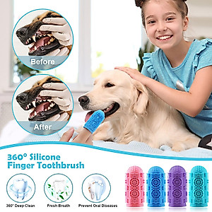 Hmobnv Dog Toothbrush Kit,Finger Toothbrush for Dogs, Finger Toothbrush for Dog Teeth Cleaning Dental Care,Pet Toothbrush 4Pack