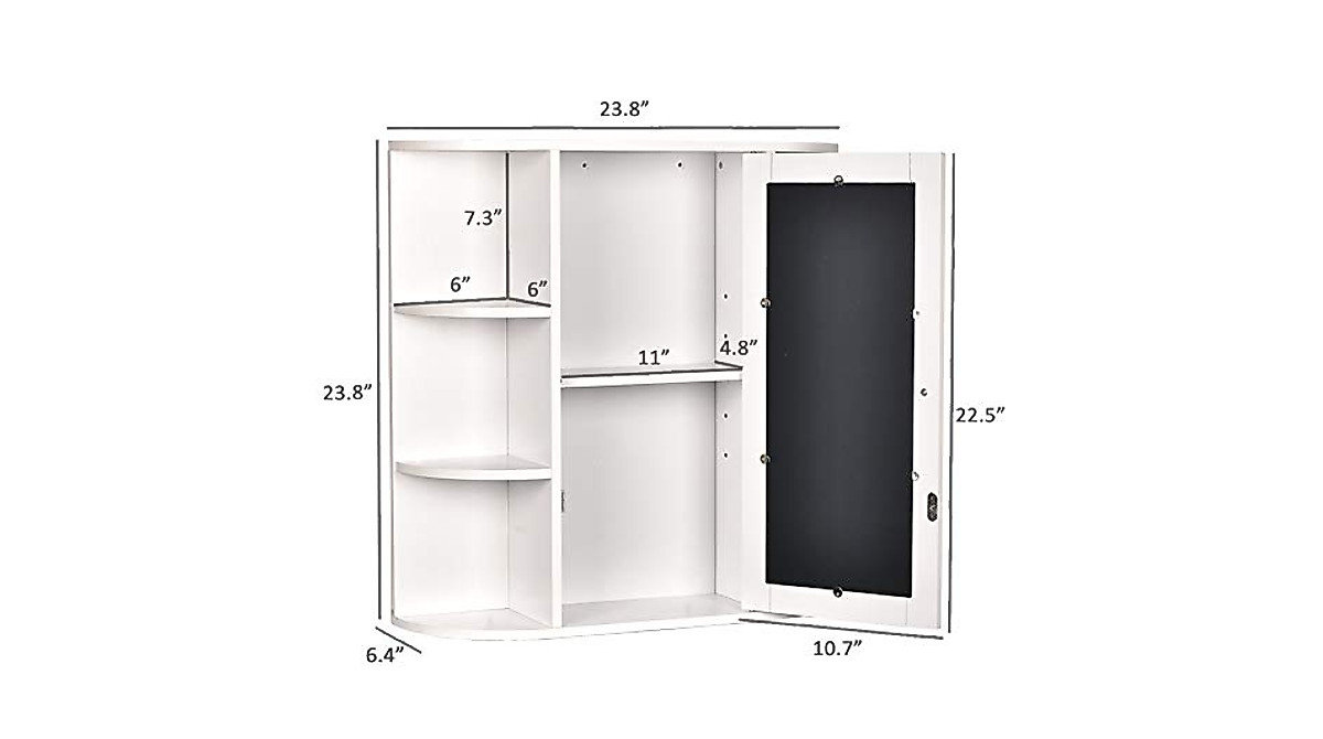 OKIDA Wall Mounted Bathroom Cabinet with Mirror & Adjustable Shelf