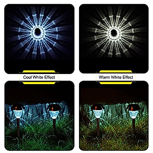 DAMAYCA 6 Pack Solar Lights Outdoor for Garden Pathway Walkway Driveway Sidewalk Yard Stainless Steel Glass Landscape Lights Solar Powered for Landscape Lighting. (Silver, Warm Light)