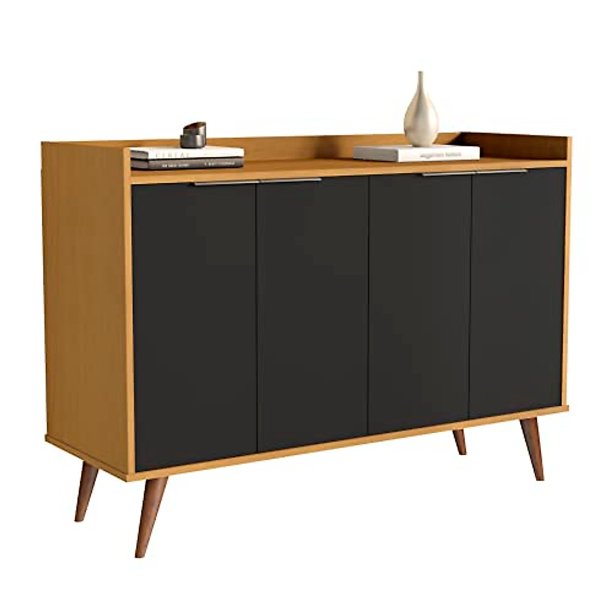 4 Doors Buffet Cabinet Sideboard Scandinavian Style (Nature - Black) (JB4116)