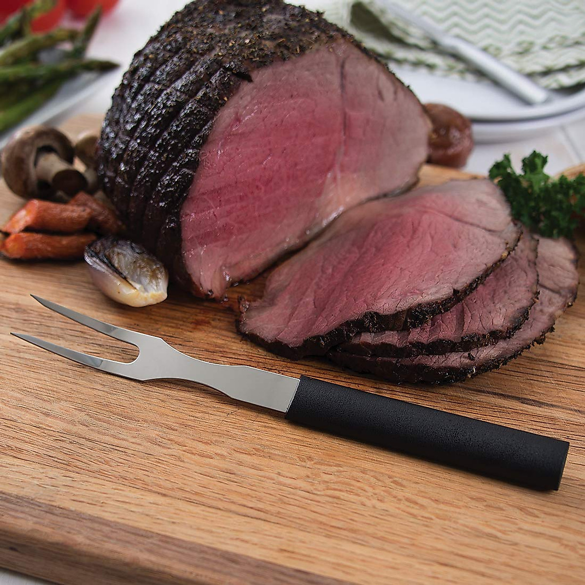 Rada Cutlery Prepare Then Carve Carving Knife Gift Set – Stainless Steel Blades With Black Stainless Steel Resin Handles