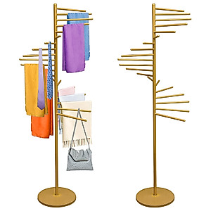 Royxen Scarf Organizer 20 Tiers, Hijab Organizer 60" Height, Purse Holder, Scarf Display for Clothing Store, Home (Gold)