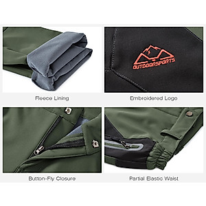 Rdruko Women's Hiking Pants Outdoor Waterproof Windproof Softshell Fleece Slim Snow Ski Pants(Green, US M)