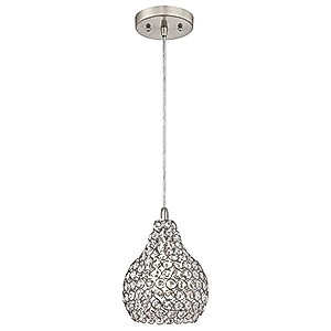 Westinghouse Lighting 6103700 One-Light Indoor Mini Pendant, Brushed Nickel Finish Crystal Jewel Shade, RED