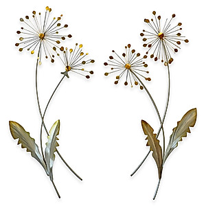T.I. Design Dandelion Floral Contemporary Metal Wall Decor Set