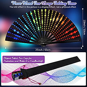 4 Pieces Rave Hand Fan Large Folding Fans Craft Hand Fans for Women Holographic Rainbow Hand Fan Performance Hand Fan with Bamboo Ribs Nylon Cloth Folding Dance Fan with Chinese Style Fan Bags Present