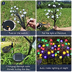 Solar Garden Lights Solar Outdoor Lights 2Pack,20Led Solar Flower Lights Outdoor Solar Powered Waterproof Landscape Tree Decorative Lights for Pathway,Patio,Front Yard Decoration Christmas Decor