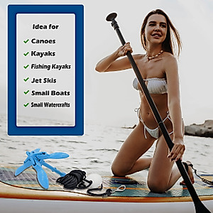 Arya Life Kayak & Paddle Board Anchor with 40ft Rope (7mm/0.275" thick). Premium 3.5 lbs Folding Anchor Kit for Paddle Boards, Canoes, Kayak and Small Boats. (Kayak Fishing Accessories) (SUP), Blue