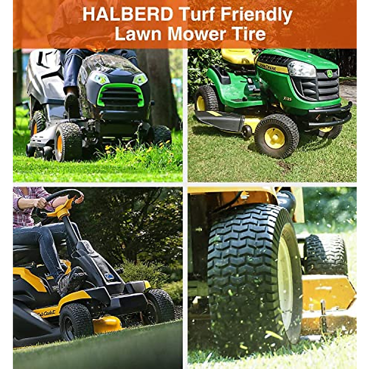 HALBERD 2PCS 16x6.50-8 Lawn & Garden Mower Tires Turf Friendly, 16x6.5-8 Great Traction for Garden Tractors, Walk-behind Mowers, Turf Maintenance Vehicles, Golf Carts, Snowblowers, Utility Vehicles