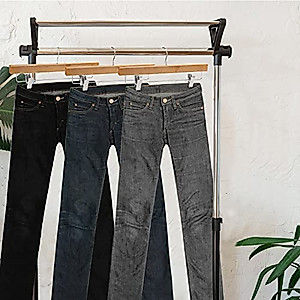 Tosnail 12 Pack Wooden Pants Skirt Hangers with Adjustable Clips, Solid Wood Jeans Hangers with Chromed Swivel Hook, Trouser Hanger for Men and Women's Clothing Closet Organizer