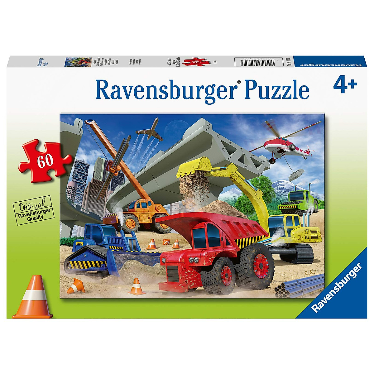Ravensburger Construction Trucks 60 Piece Jigsaw Puzzle for Kids - 05182 - Every Piece is Unique, Pieces Fit Together Perfectly