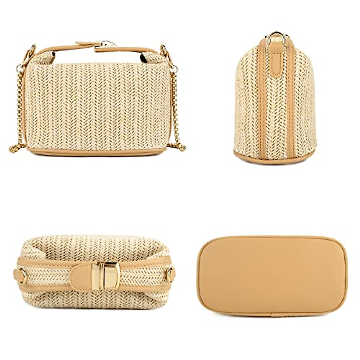 Linkidea Straw Shoulder Bag, Woven Clutch Crossbody Bag, Casual Summer Beach Sea Handbag for Women