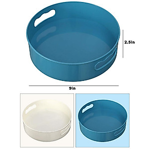 Goeielewe Plastic Lazy Susan Organizer Turntable Round 9-Inch Rotating Storage Organizer Tray with Handles for Kitchen Cabinets, Pantry, Countertops, Bathroom Vanity (Beige)