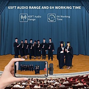 NBtoUS Wireless Lavalier Microphone for iPhone iPad Android (2 Mics and 2 Receivers) 65FT 6H Working Time，Plug-Play Low Latency Wireless Microphones for Video TikTok (20W PD3.0 Fast Charger）