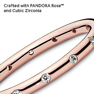 Pandora Jewelry Simple Sparkling Band Cubic Zirconia Ring in Pandora Rose, Size 6