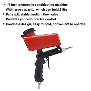 Sand Blasters,Sand Blaster Gun Kit for Air Compressor,Handheld Pneumatic Sandblaster Carbon Steel Small 90psi Sand Blaster Gun Set Spray Gun Blasting Machine with Container for