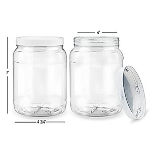 ljdeals 1/2 Gallon 64 oz Clear Plastic Jars with Lids, Large Jars, Wide Mouth Storage Containers, Pack of 3, BPA Free, Food Safe, made in USA