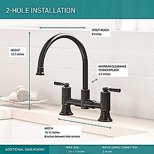 Peerless Delta Faucet P2923LF-OB Westchester Bridge Kitchen Faucet Two Handle, Oil-Rubbed Bronze